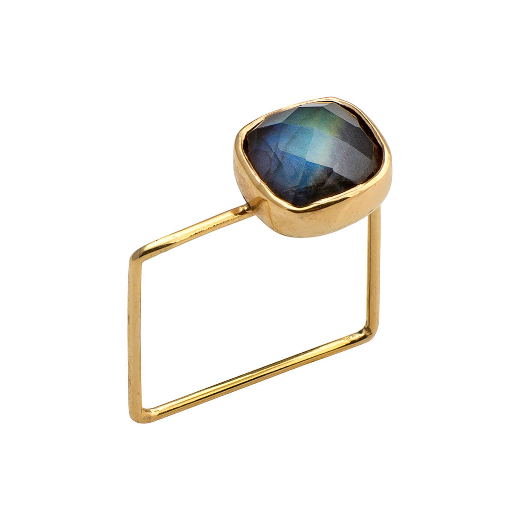 Square Spectrolite Ring – AENAON Jewellery